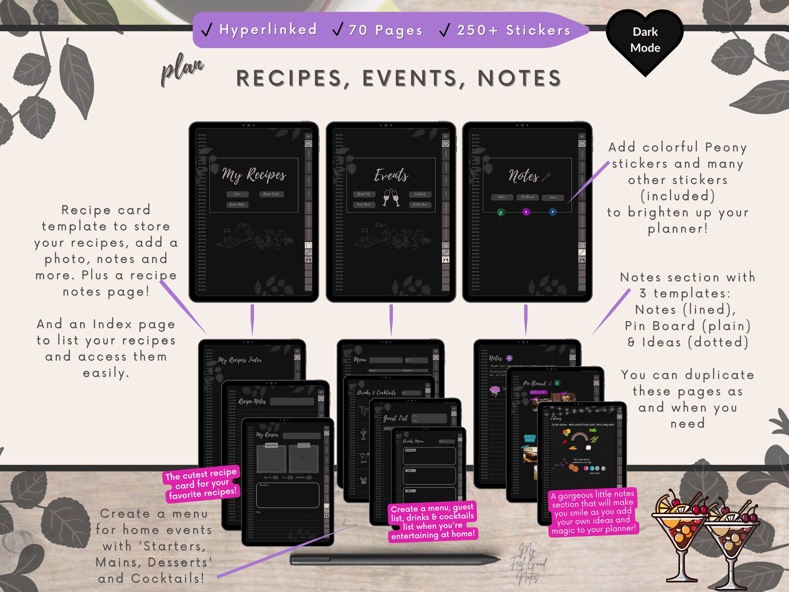 Digital Meal Planner and Recipe Book, Food Journal Goodnotes Planner ...