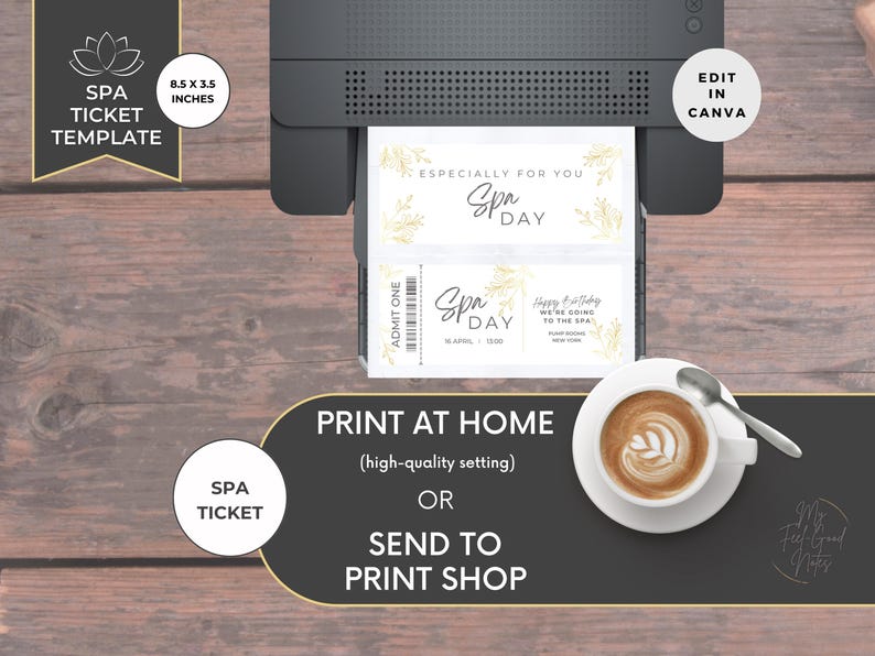 Spa Day Gift Certificate, Printable Voucher, Editable Card, Instant ...