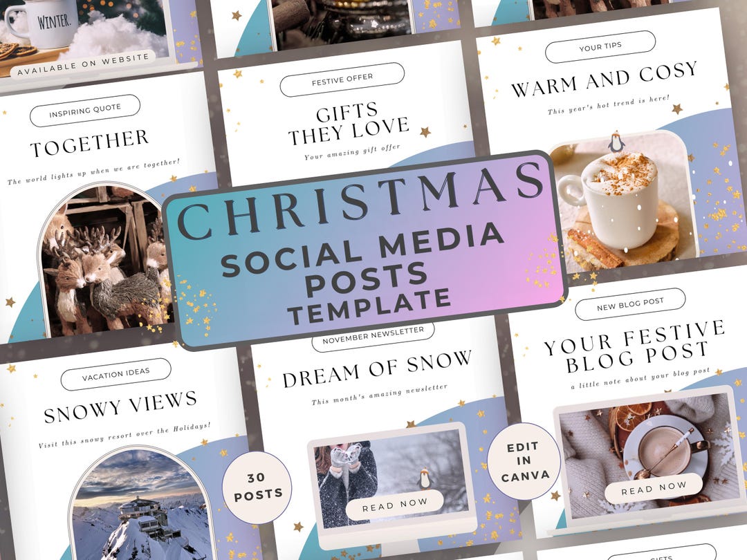 Christmas Social Media Posts, Editable Canva Templates, Holiday Stories ...