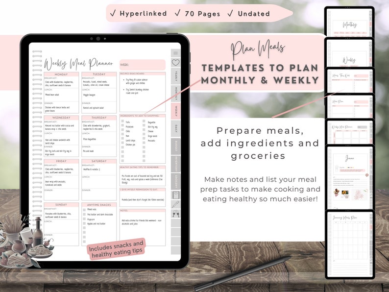 Digital Meal Planner and Recipe Book Goodnotes, Hyperlinked Meal Prep ...
