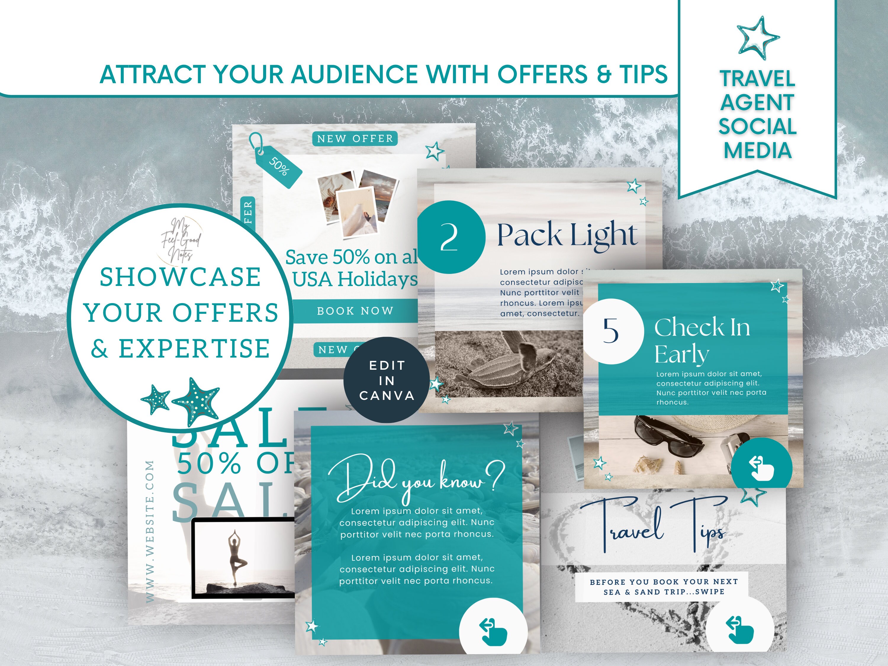 Travel Agent Social Media Posts Template, Blogger Content, Agency ...