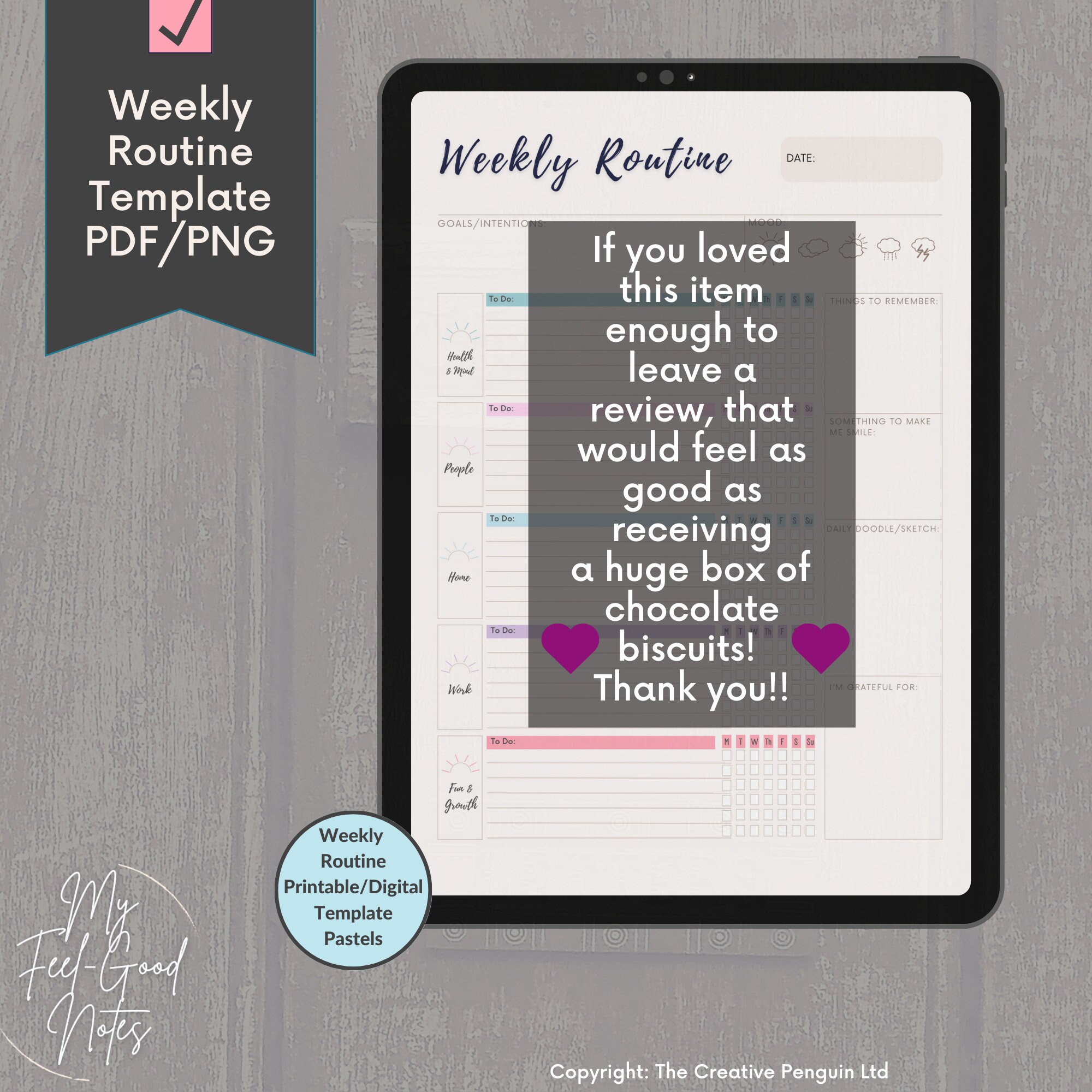 Weekly Routine Goodnotes Checklist PDF | Weekly Routine Planner Adult ...