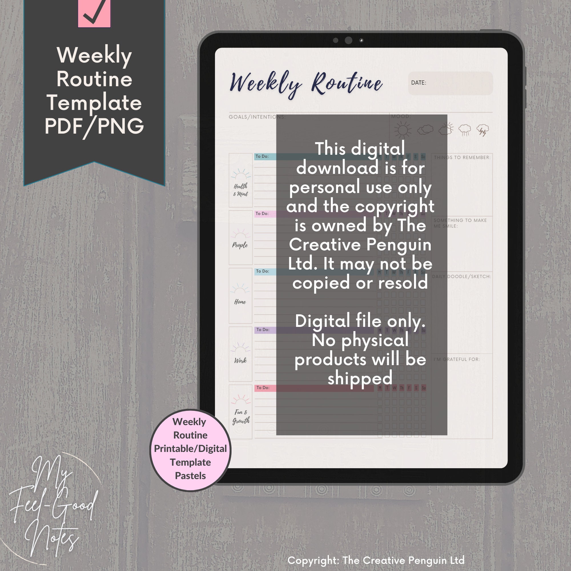 Weekly Routine Goodnotes Checklist PDF | Weekly Routine Planner Adult ...