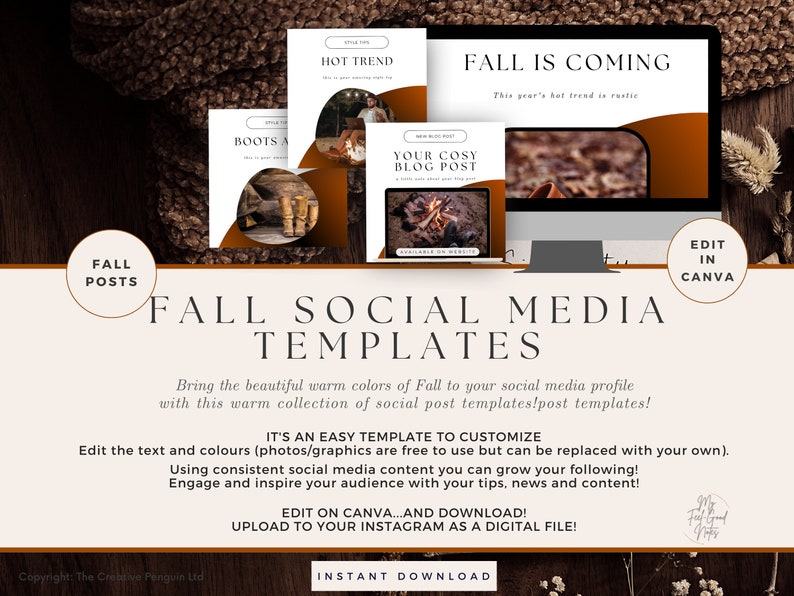Social Media Posts for Fall, Shoes Color Autumn Social Media Content ...