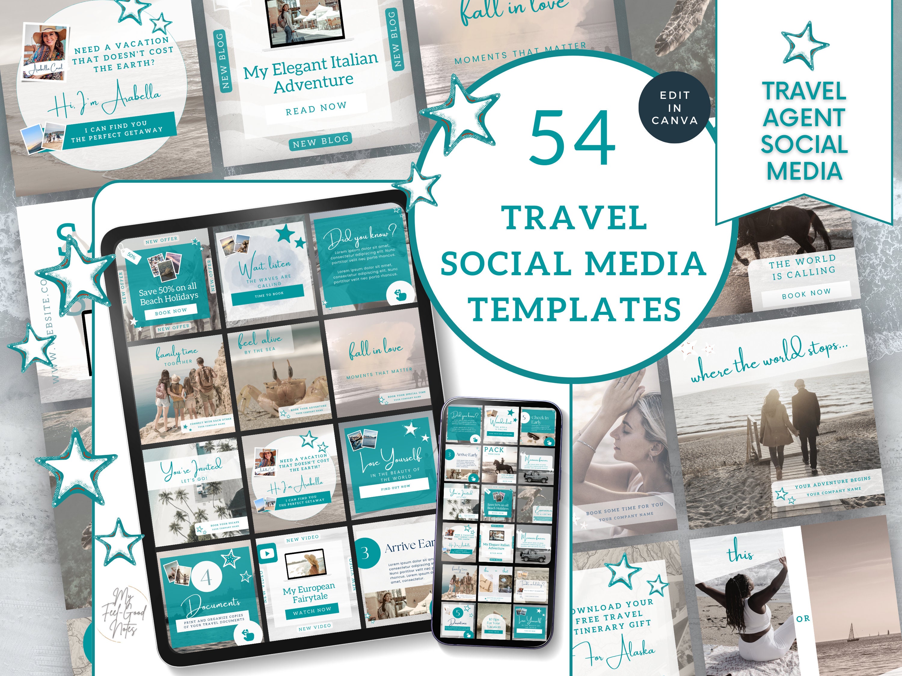 Travel Agent Social Media Posts Template, Blogger Content, Agency ...