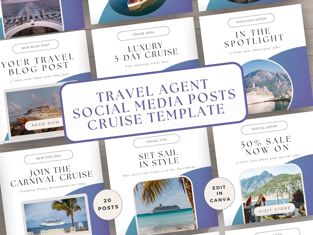 Travel Agent Social Media Posts Bundle Template, Cruise Flyer Posts ...