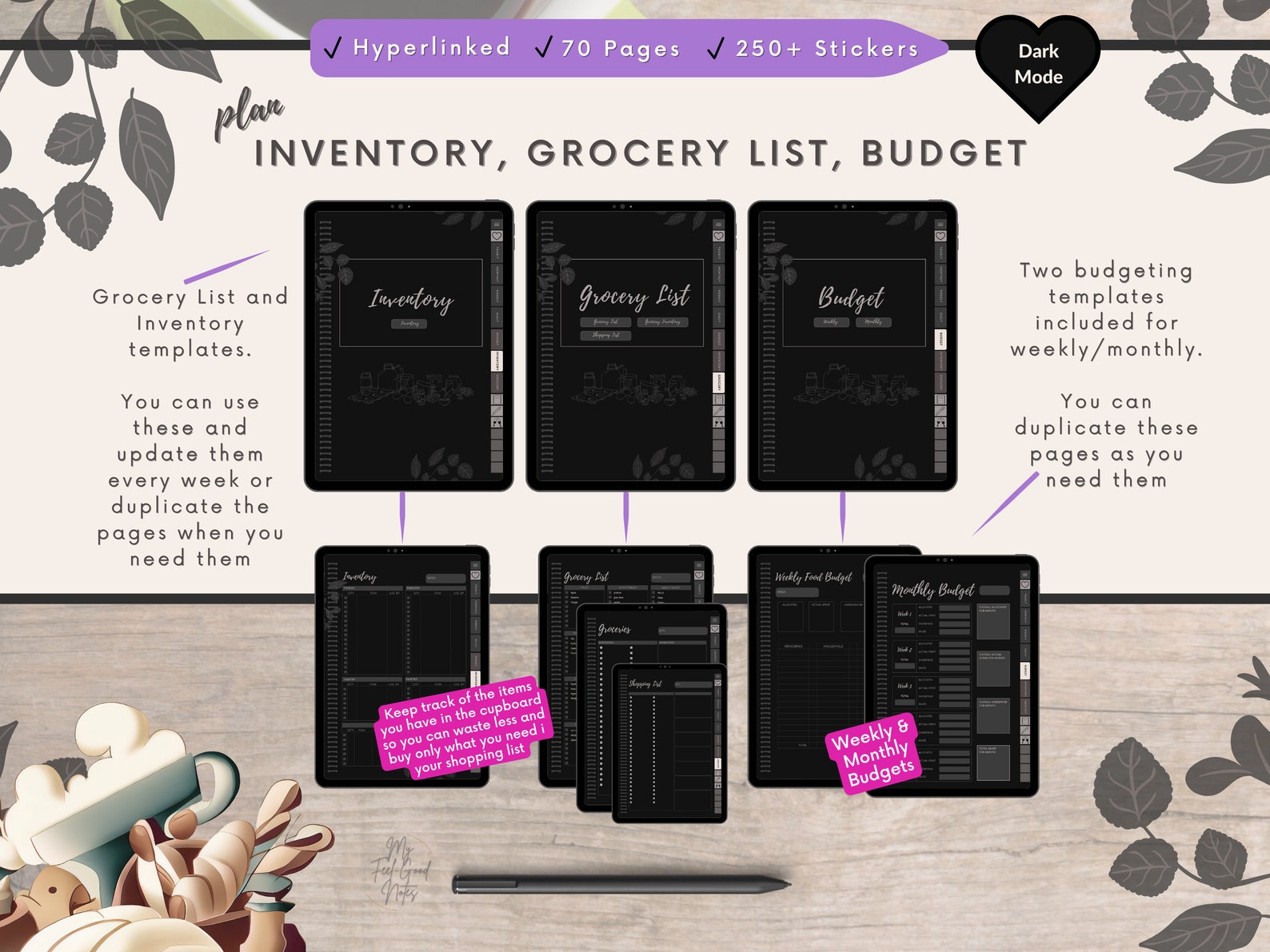 Digital Meal Planner and Recipe Book, Food Journal Goodnotes Planner ...