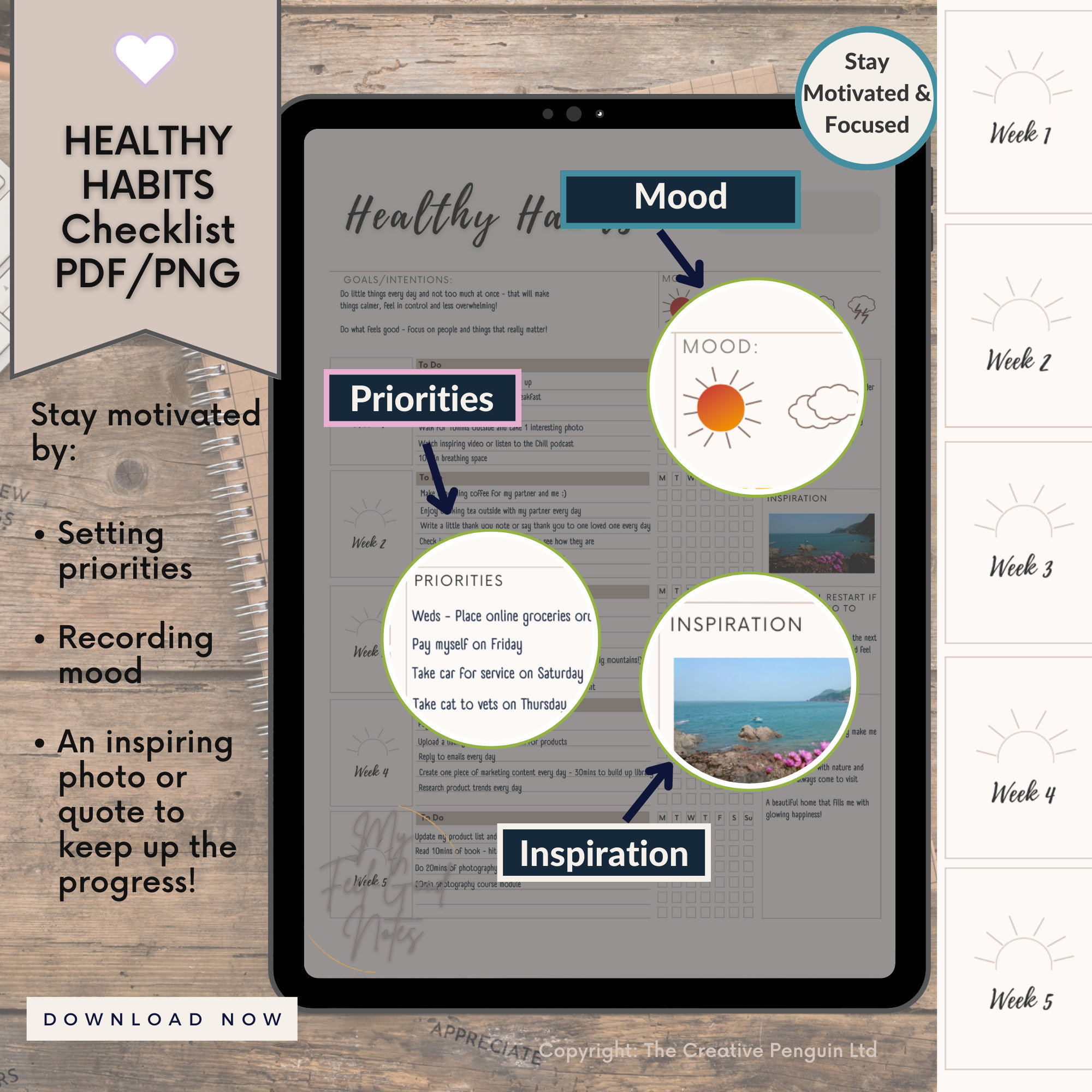 Healthy Habits Checklist Daily Goodnotes Neutral Daily Routine Habit ...