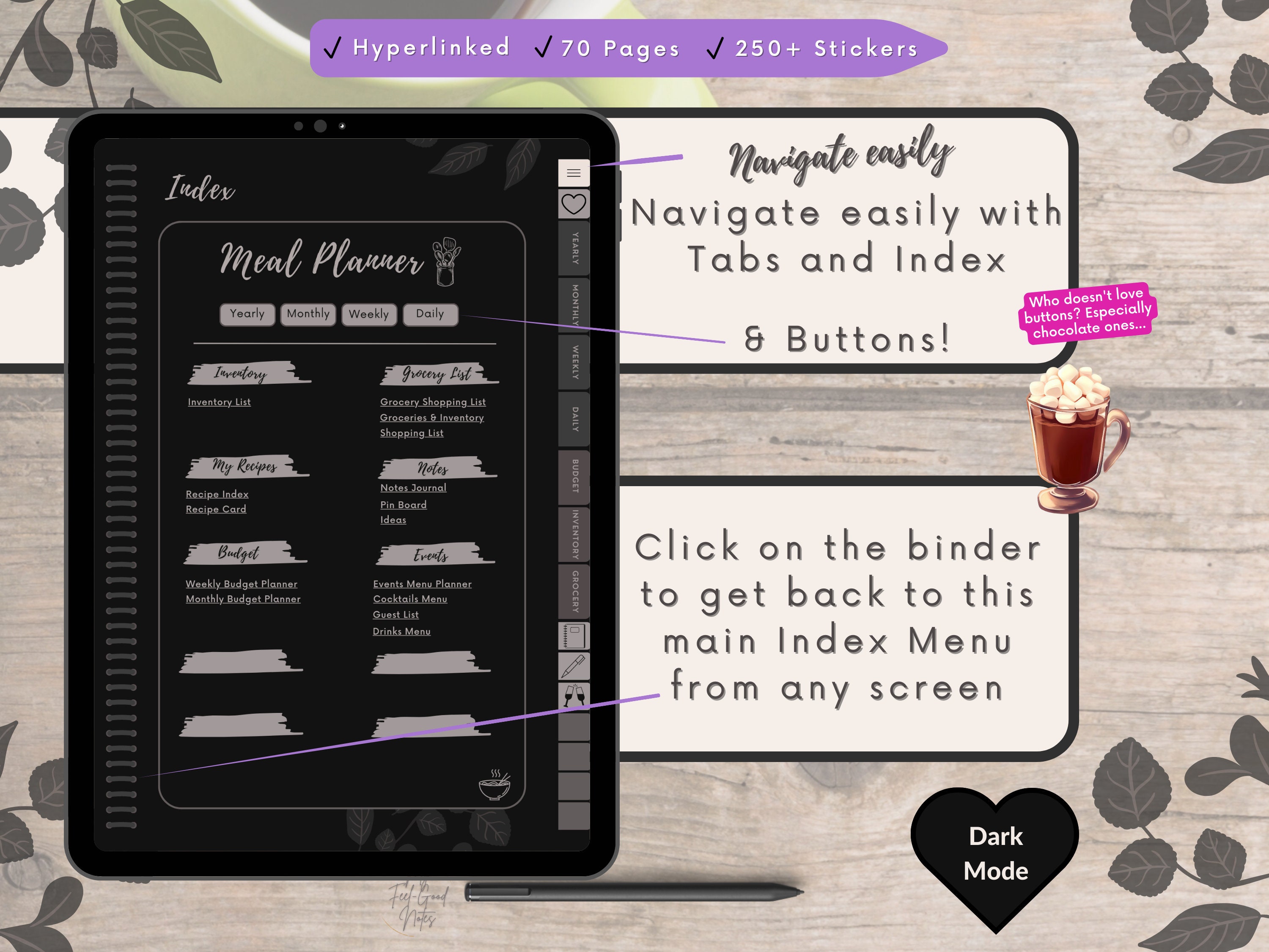 Digital Meal Planner and Recipe Book, Food Journal Goodnotes Planner ...