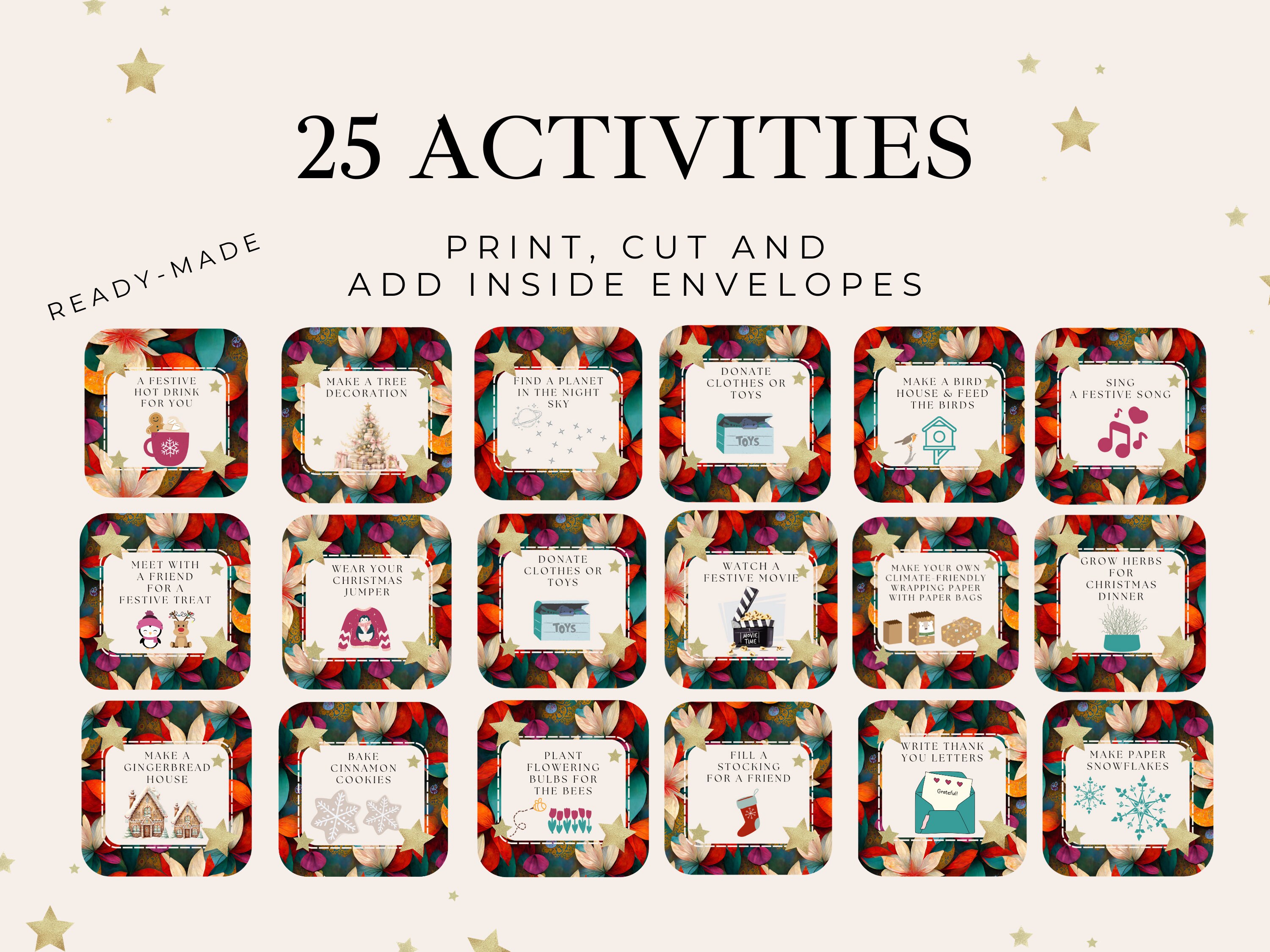 Advent Calendar Digital Kit Printable, Kids DIY Activities Cards ...