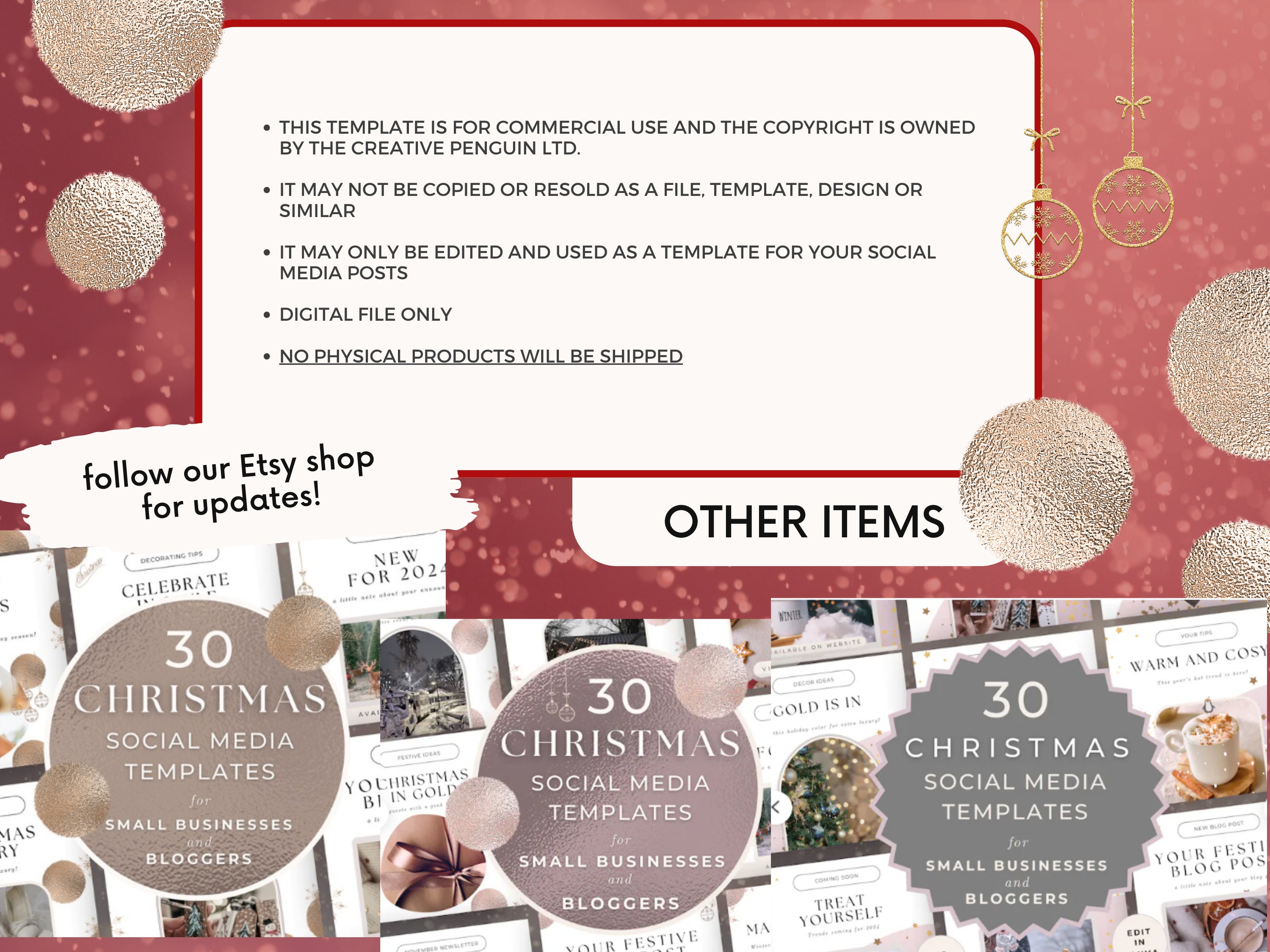 Christmas Social Media Posts for Business, Holiday Stories Editable ...