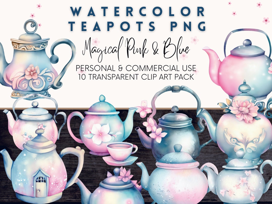 Watercolor PNG Teapot, Clipart, Tea Cup Art, Tea Party PNG, Individual ...