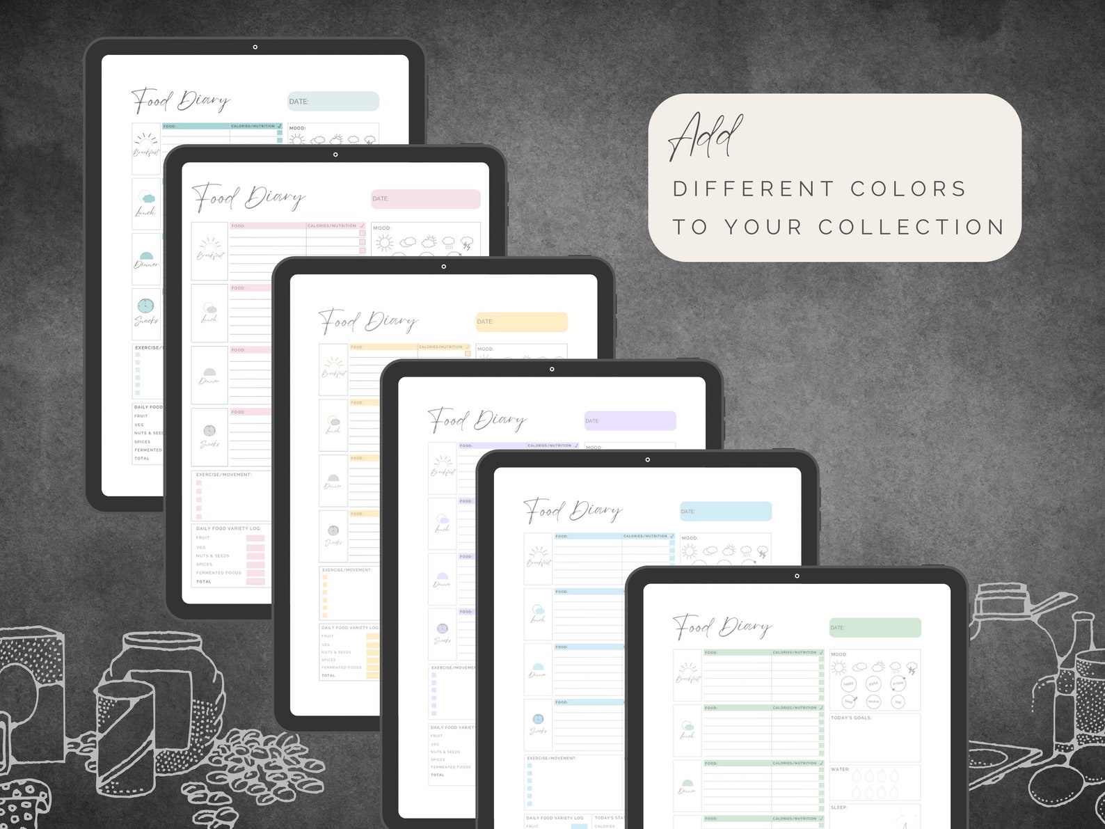 Food Diary PDF Digital Journal, Daily Planner Goodnotes, Undated ...