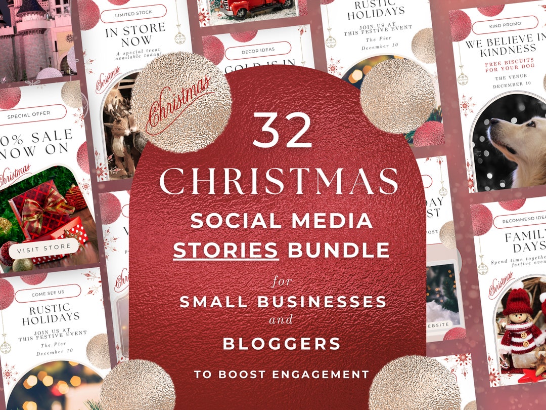 Christmas Social Media Posts for Business, Holiday Stories Editable ...
