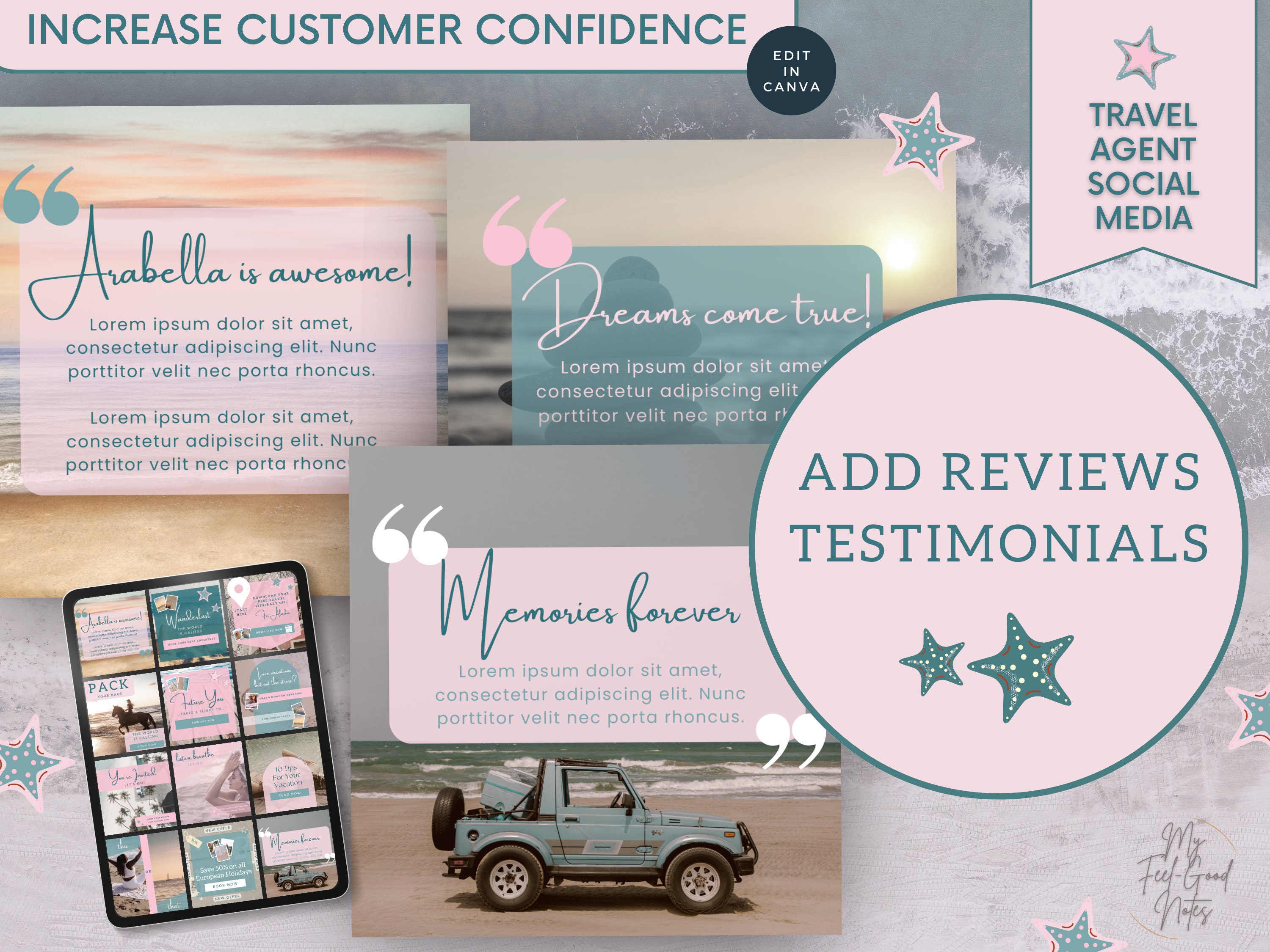 Social Media Posts for Travel Agent, Blogger Content Template, Agency ...