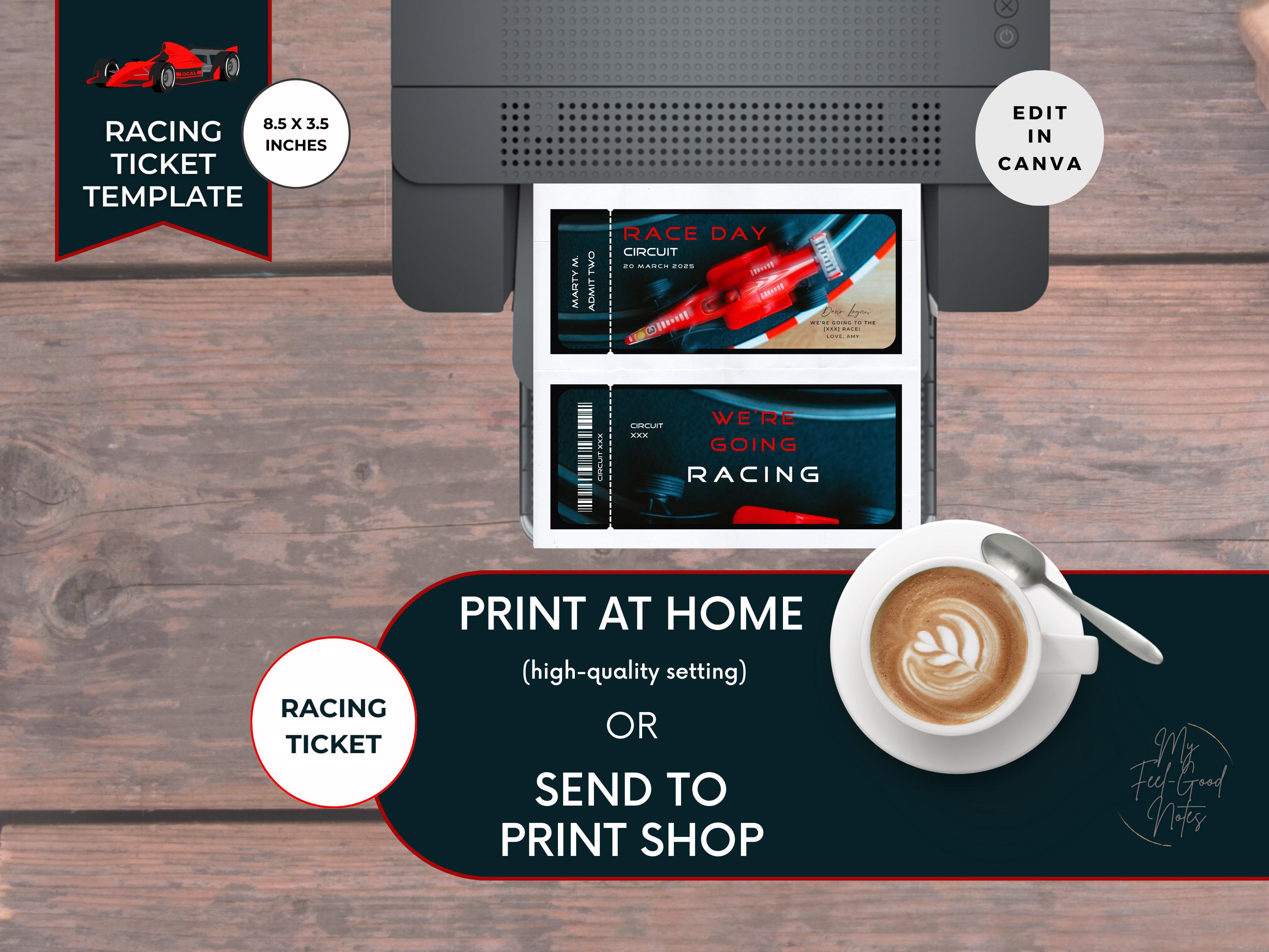 Car Racing Tickets, Race Car Template, Car Motorsport, Gift Certificate ...