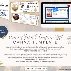 Concert Ticket Gift, Printable Editable, Christmas Canva Template ...