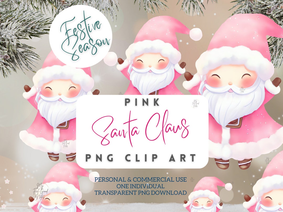 Pink Santa Clipart PNG, Santa Claus, Commercial Use, Merry Christmas ...
