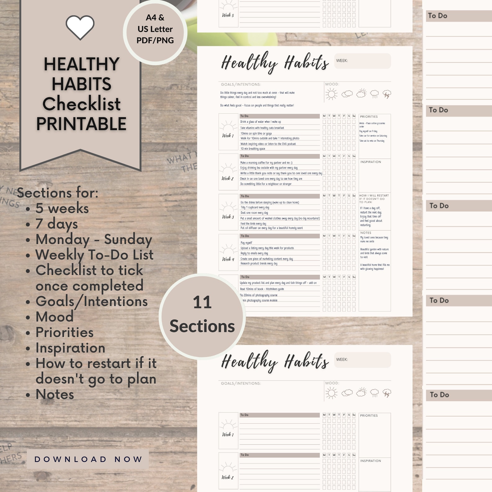 Daily Habit Tracker Printable Healthy Habits Checklist - Etsy