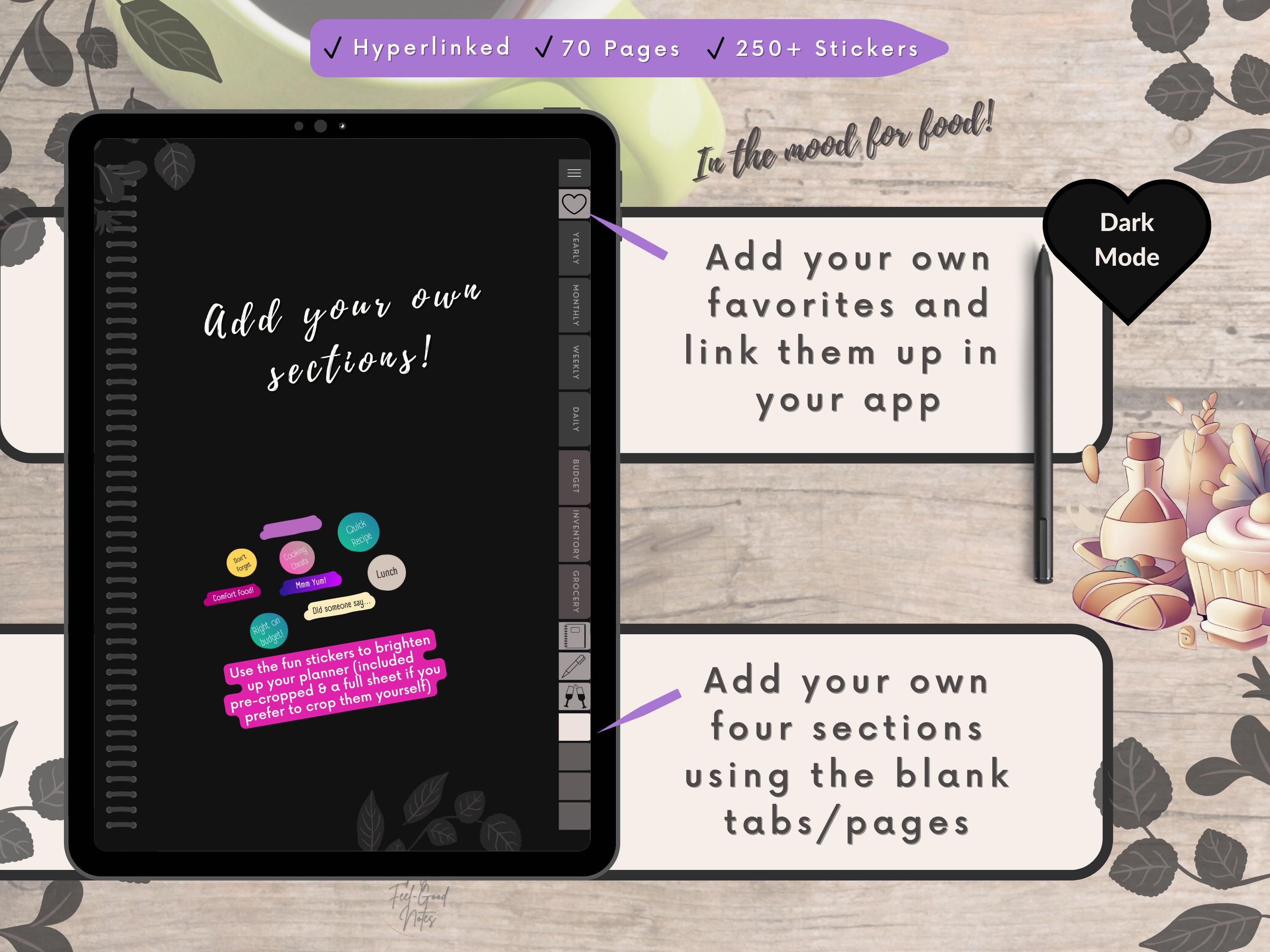 Digital Meal Planner and Recipe Book, Food Journal Goodnotes Planner ...