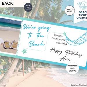 Beach Trip Ticket, Printable Boarding Pass, Surprise Vacation, Tropical ...