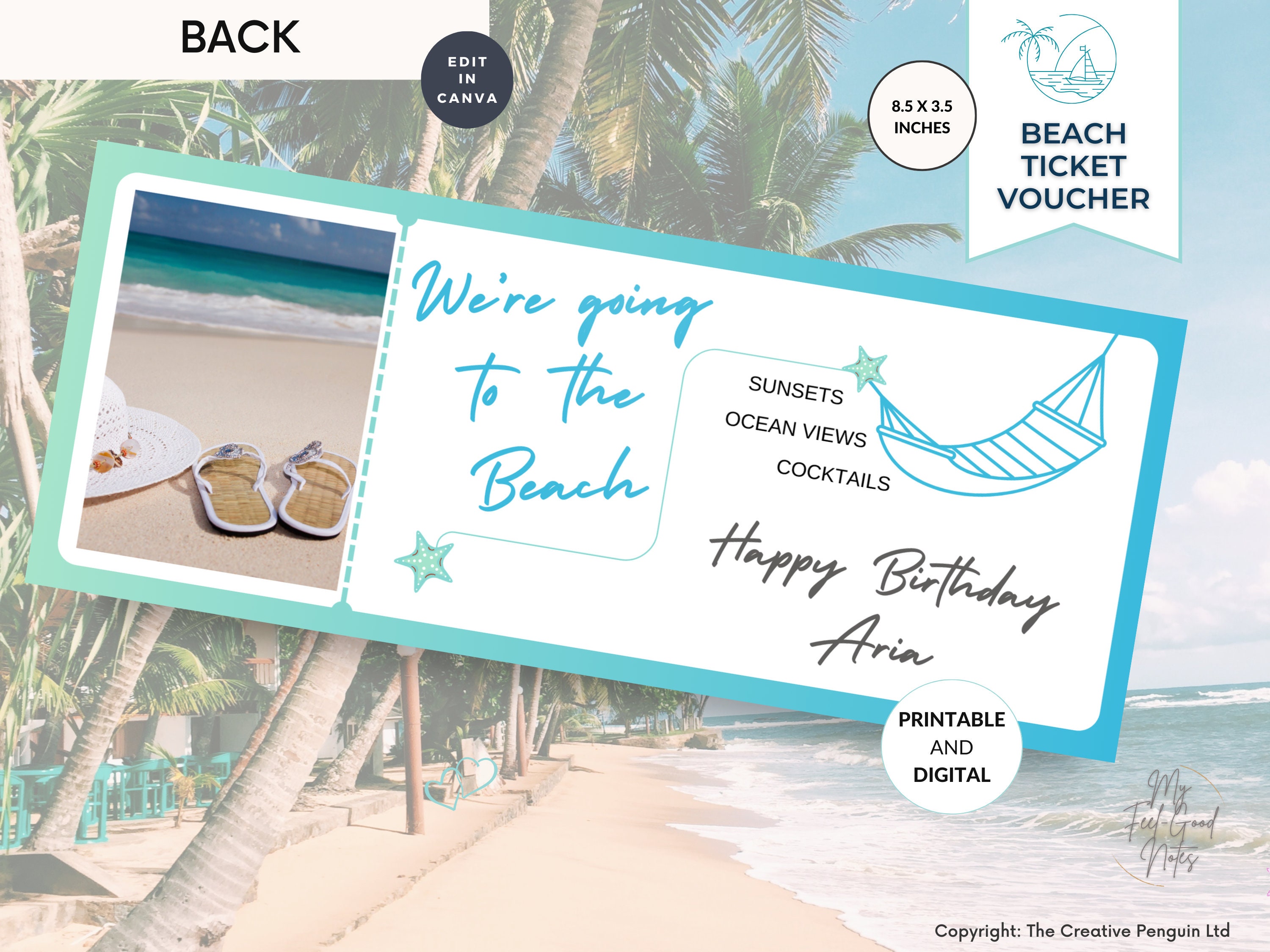 Beach Trip Ticket, Printable Boarding Pass, Surprise Vacation, Tropical ...