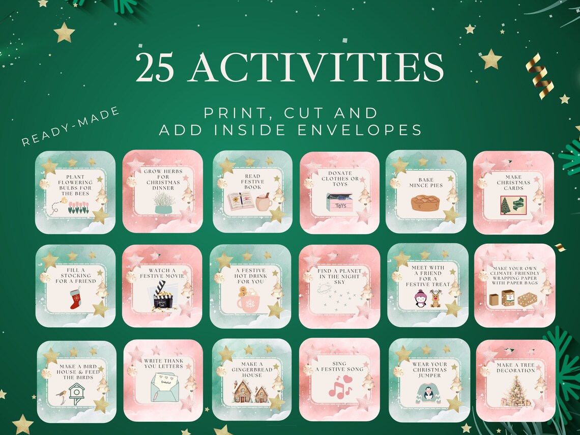 Advent Calendar Digital Kit Printable Kids DIY Activities - Etsy