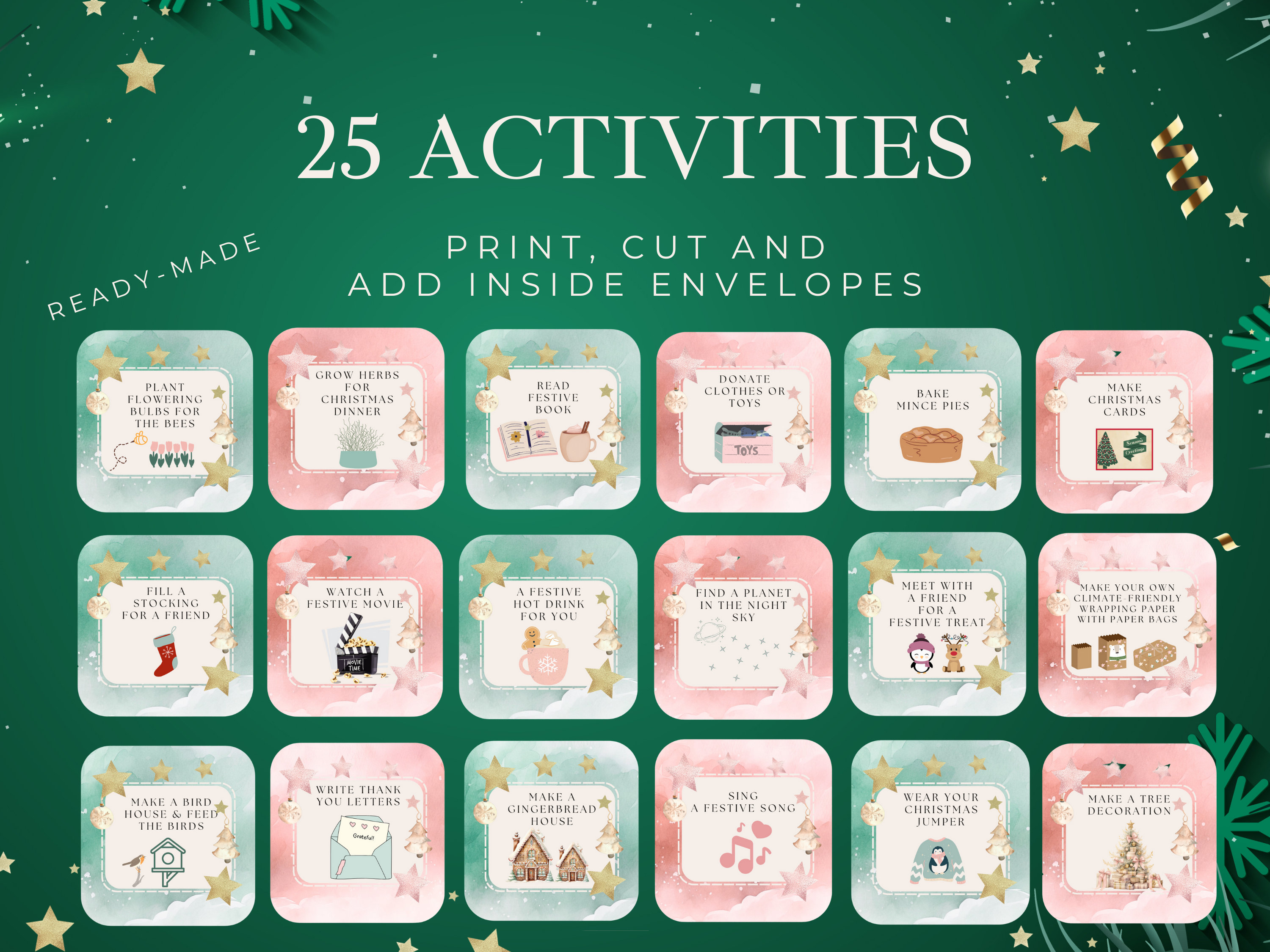 Advent Calendar Digital Kit Printable, Kids DIY Activities Cards ...