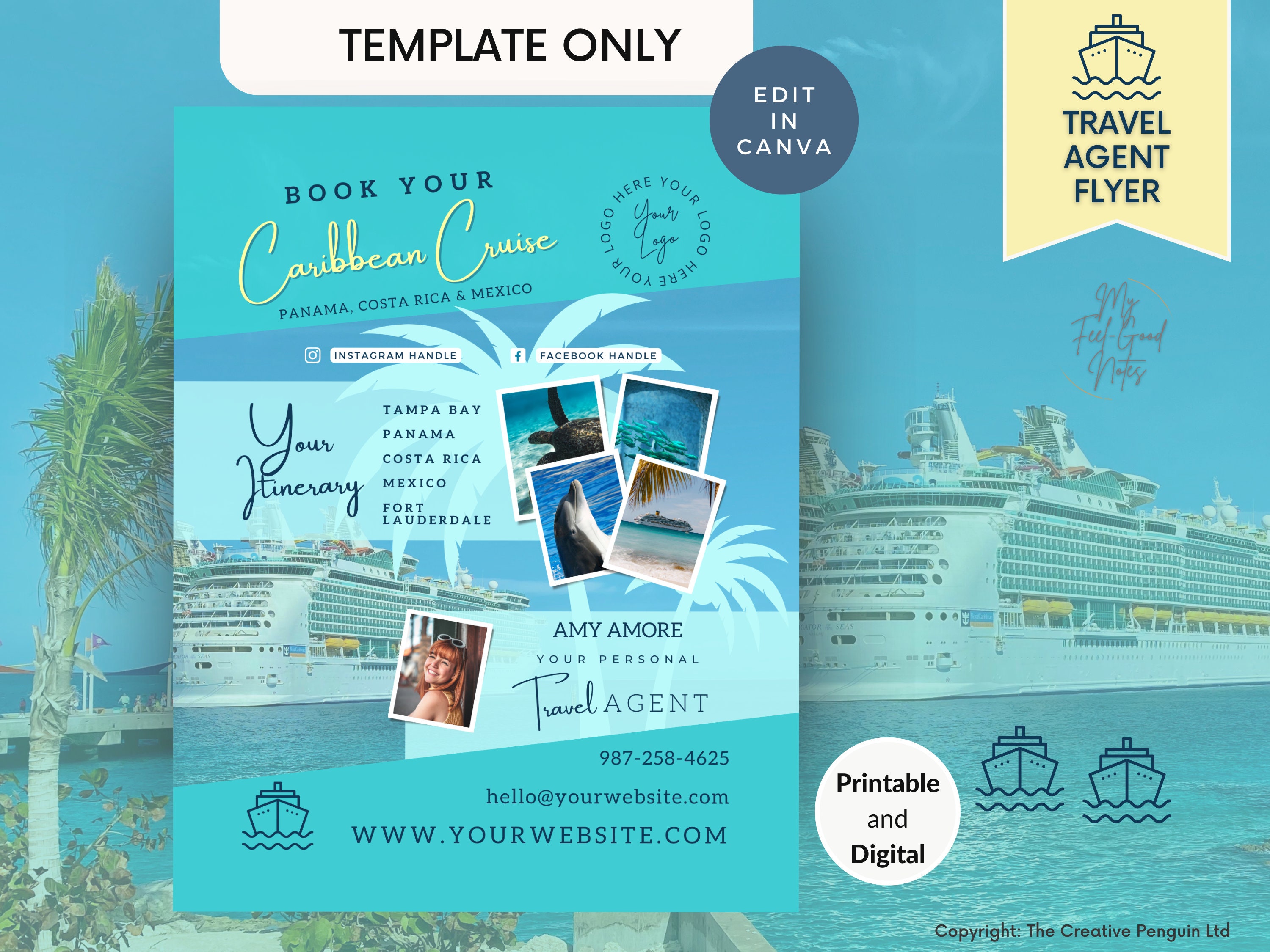 Cruise Flyer Template, Travel Agency Itinerary, Canva Editable, Agent ...