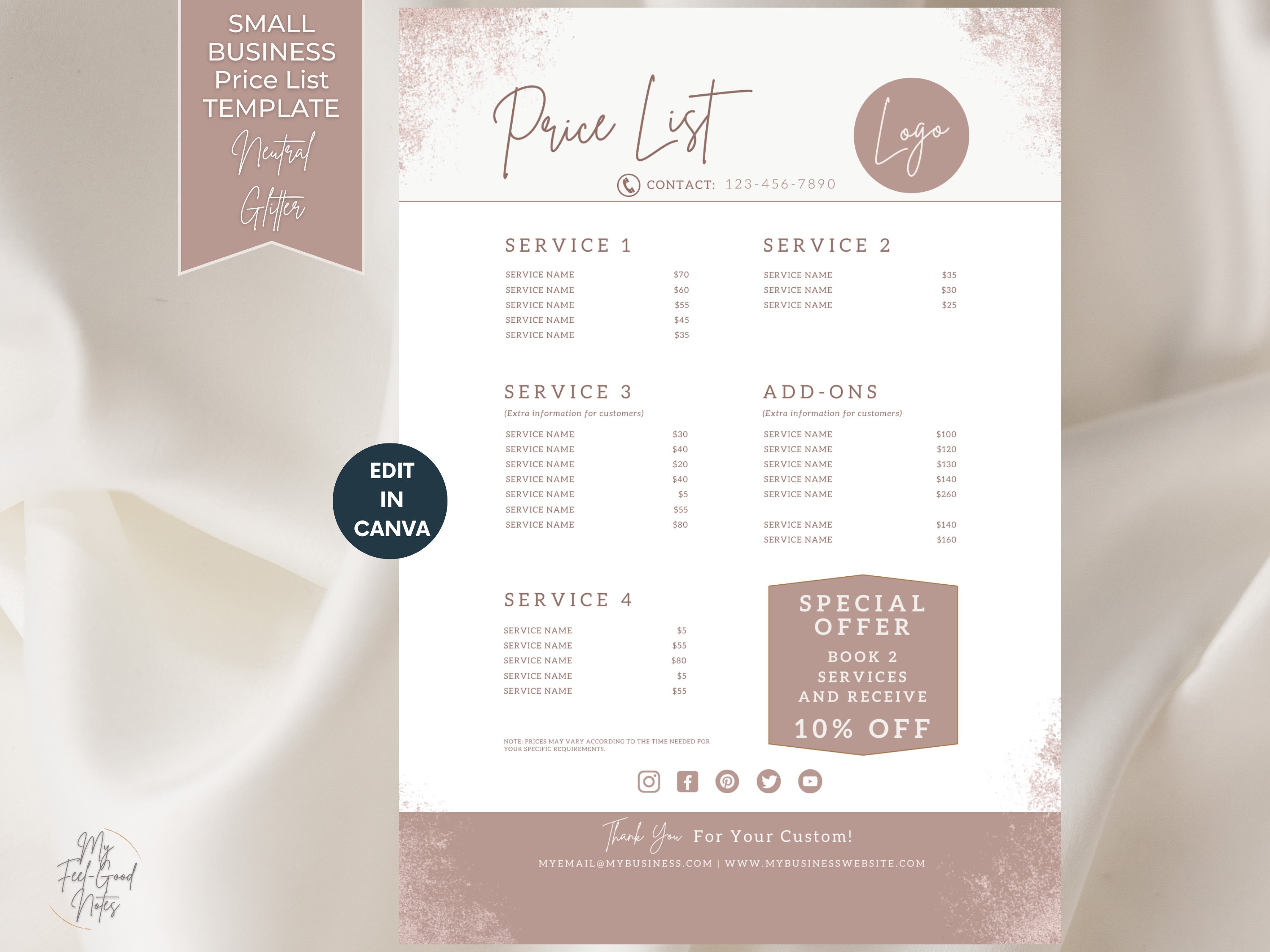 Make up Price List Salon Template Canva, Beauty Salon Hair Pricing ...
