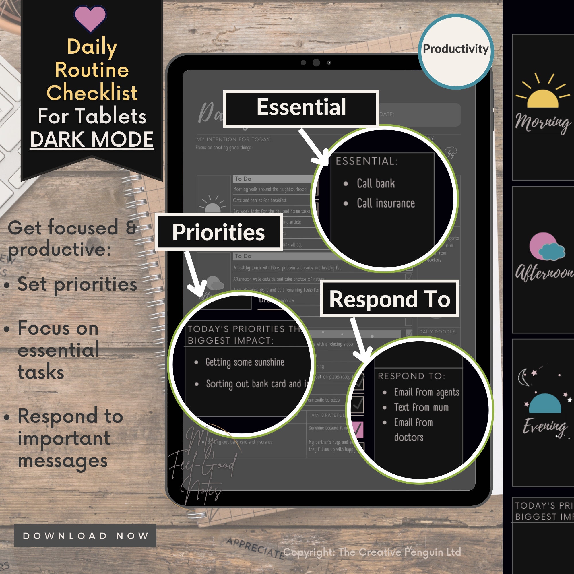 2023 Digital Planner Goodnotes Dark Mode Planner Daily Routine ...