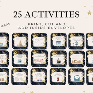 Advent Calendar Kit Printable DIY, Activities Cards, Christmas ...