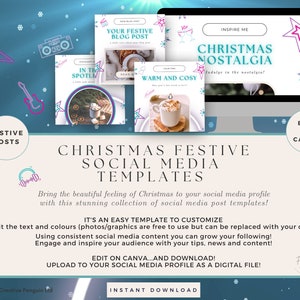 Christmas Social Media Posts for Business, Retro Holiday Stories ...