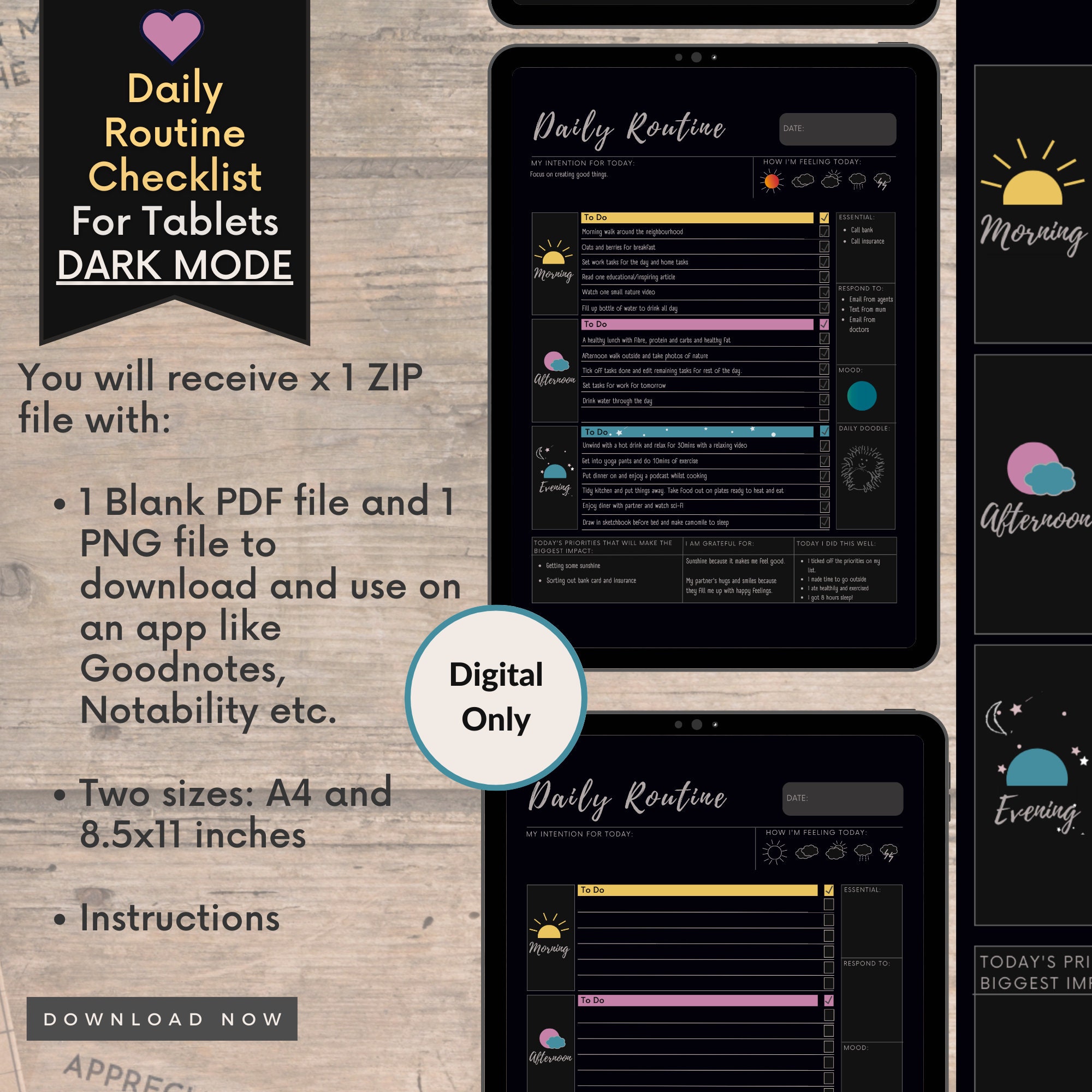 2023 Digital Planner Goodnotes Dark Mode Planner Daily Routine ...