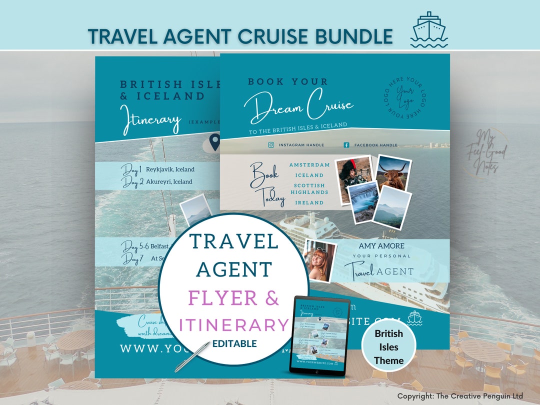 Travel Itinerary Template Canva, Cruise Flyer, Editable Premade Diy E ...