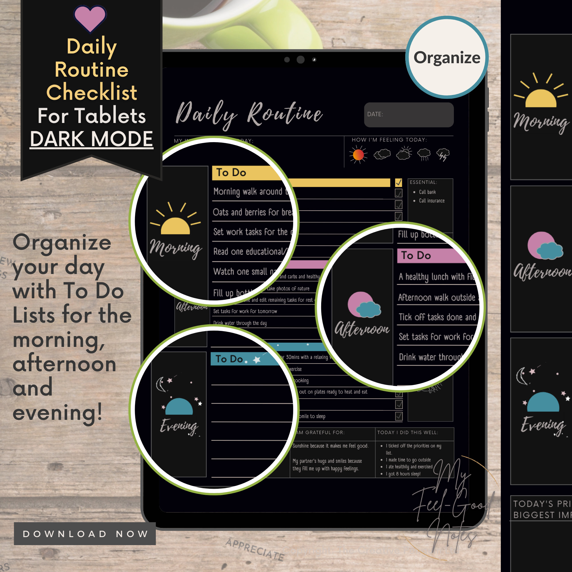 2023 Digital Planner Goodnotes Dark Mode Planner Daily Routine ...