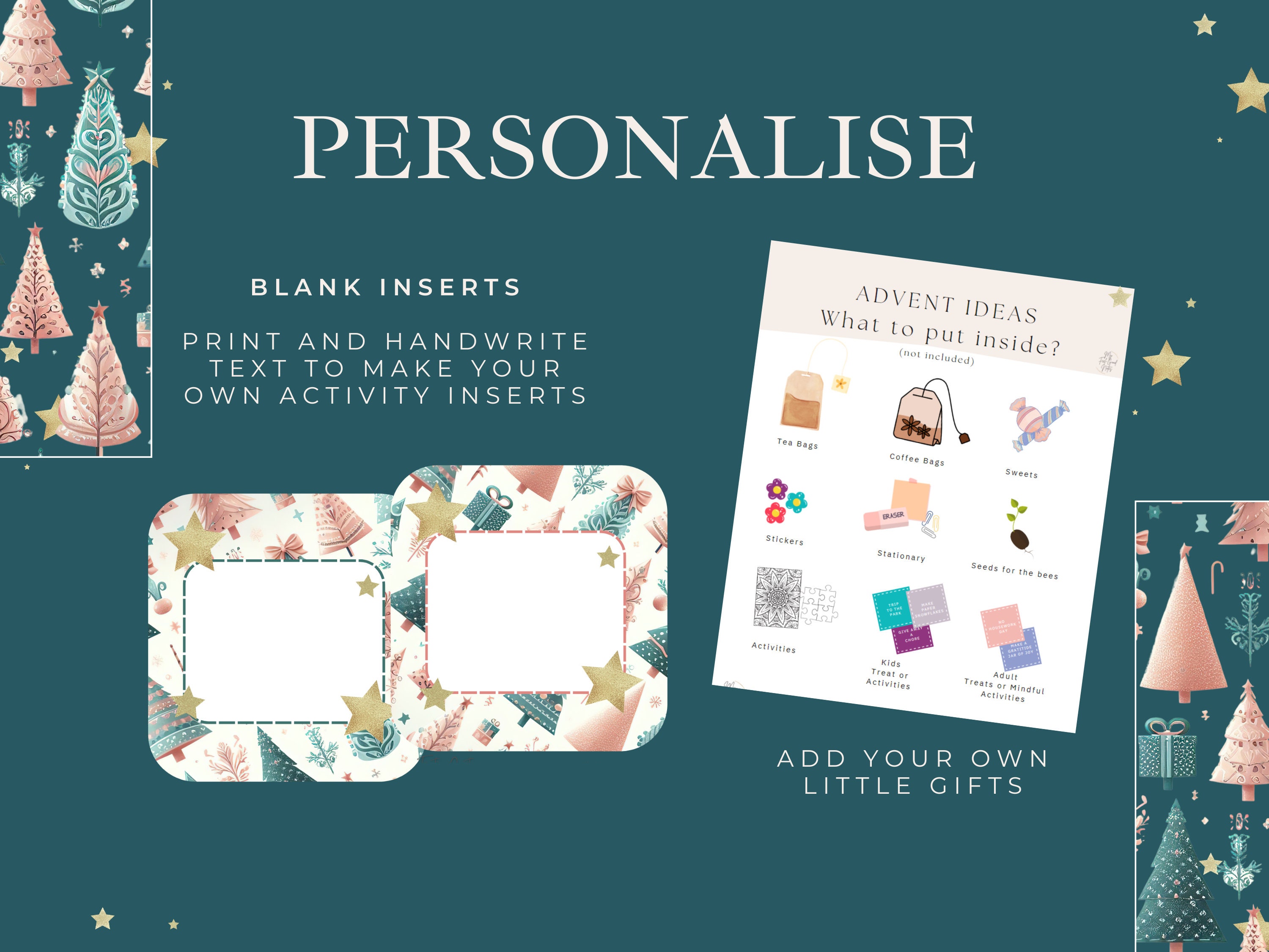 Advent Calendar Kit Printable DIY Activities Cards Christmas - Etsy