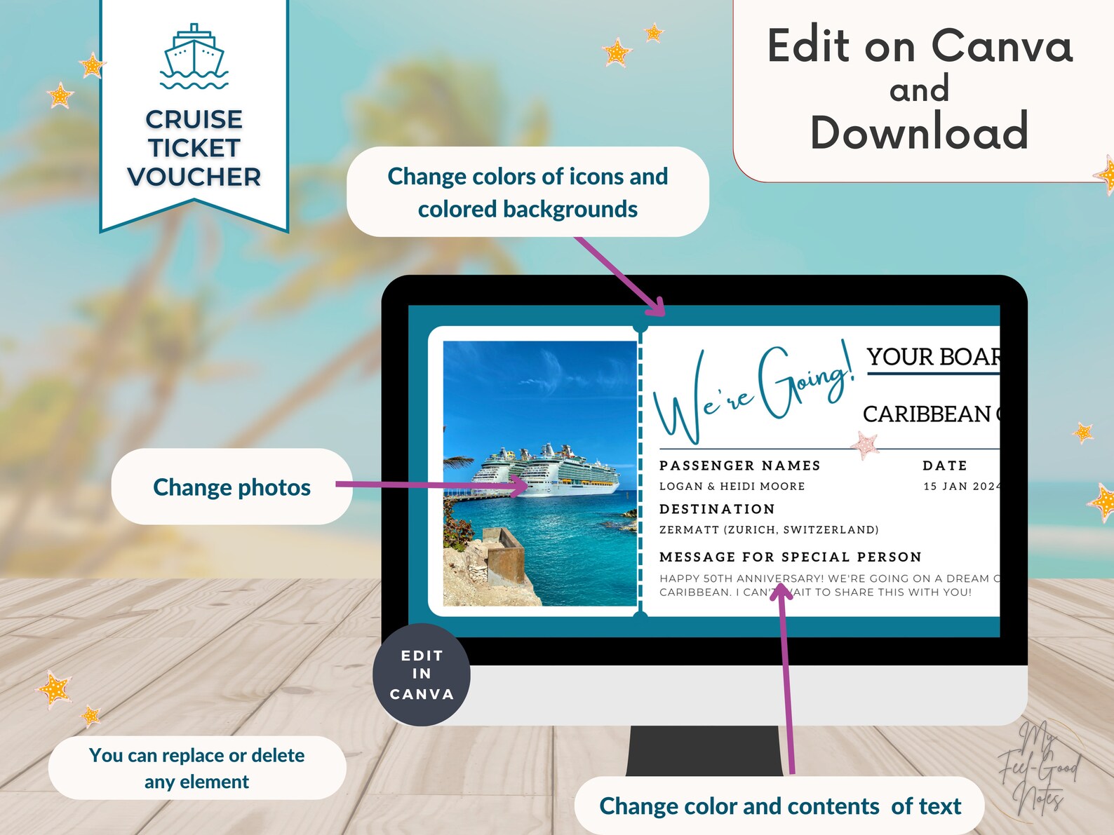 Vacation Voucher Cruise, Boarding Pass Gift Certificate, Printable ...