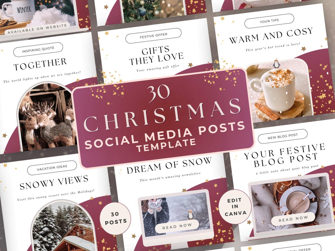 Christmas Social Media Posts, Editable Canva Templates, Festive Sale ...