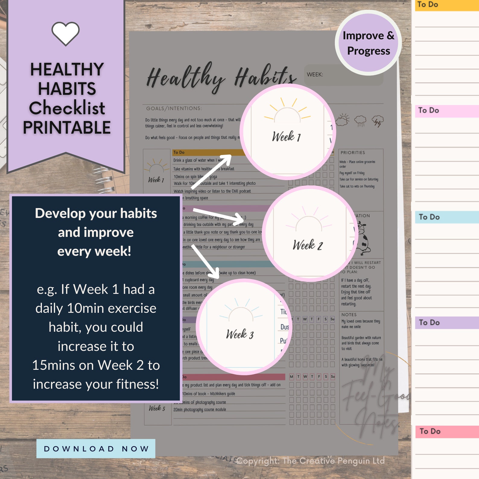 Daily Habit Tracker Printable Healthy Habits Checklist Pastel Rainbow ...