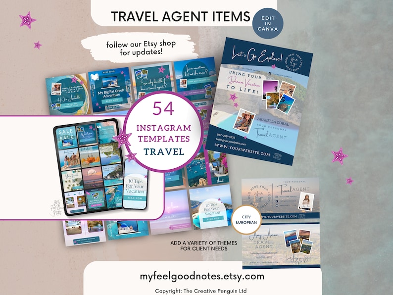 Travel Agency Business Cards Template, Travel Advisor Agent, Canva ...