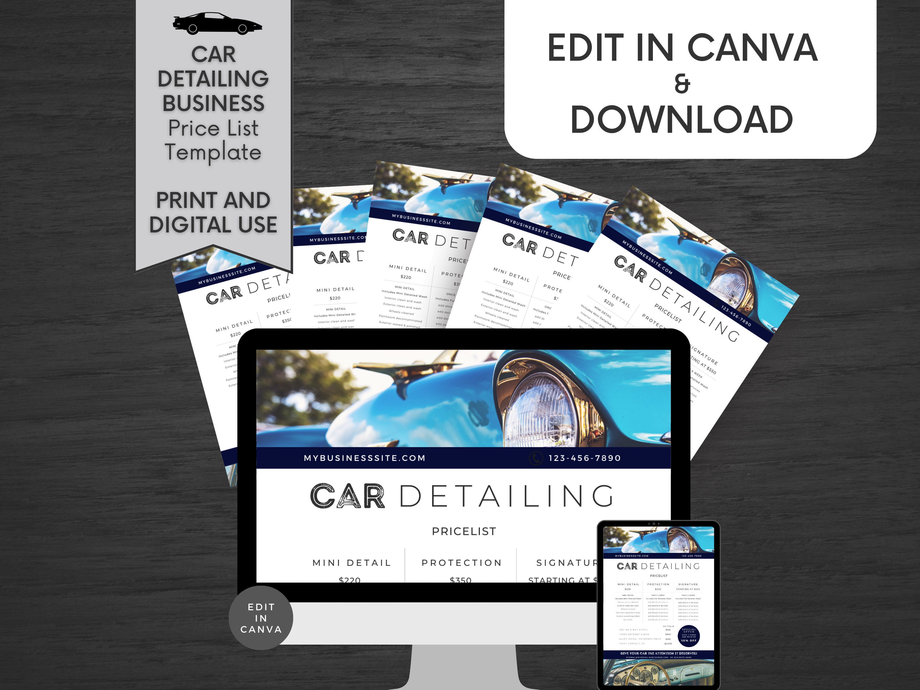 Car Detailing Price List Template Business | Editable Pricing | Canva ...