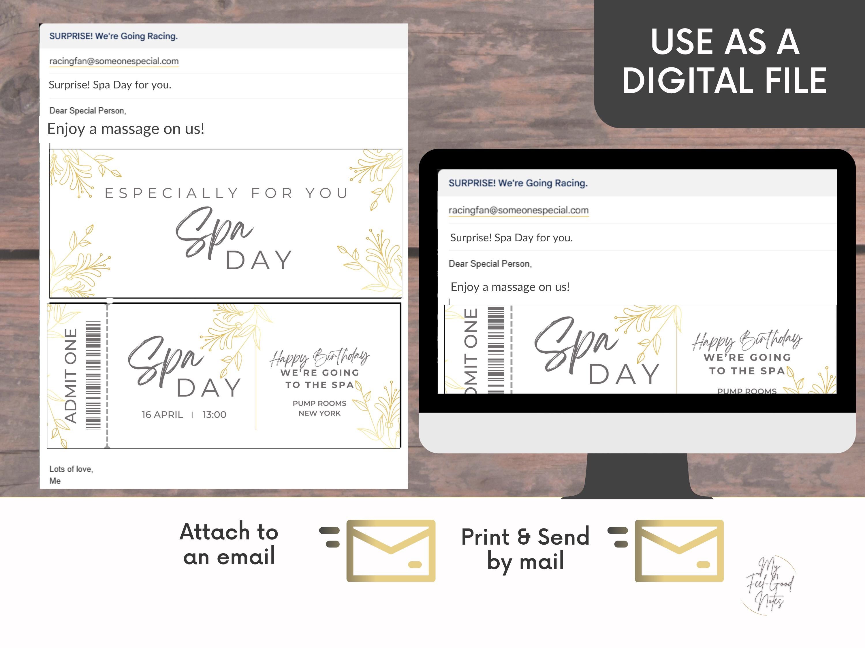 Spa Day Gift Certificate, Printable Voucher, Editable Card, Instant ...