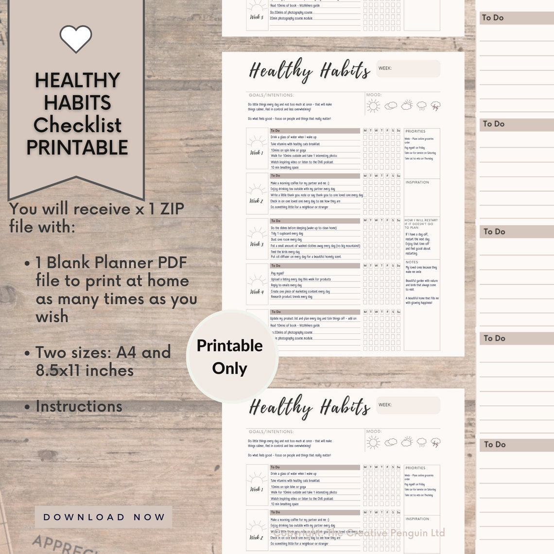 Daily Habit Tracker Printable Healthy Habits Checklist - Etsy