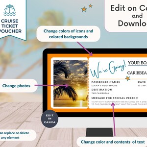 Cruise Boarding Pass Template, Personalized Ticket PDF, Printable Sun ...