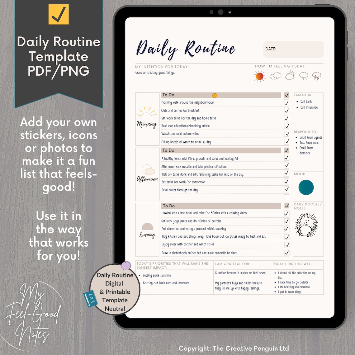 Daily Routine Checklist Adult Daily Routine Tracker A4 and Us Letter ...
