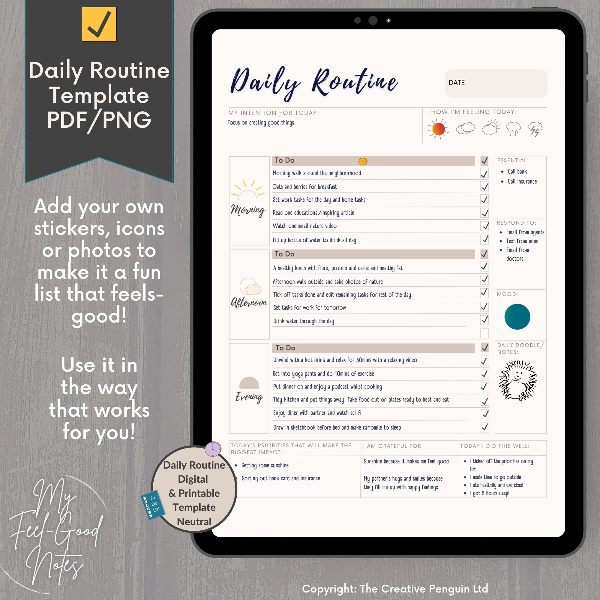 Daily Routine Checklist Adult | Daily Routine Tracker | A4 and Us ...