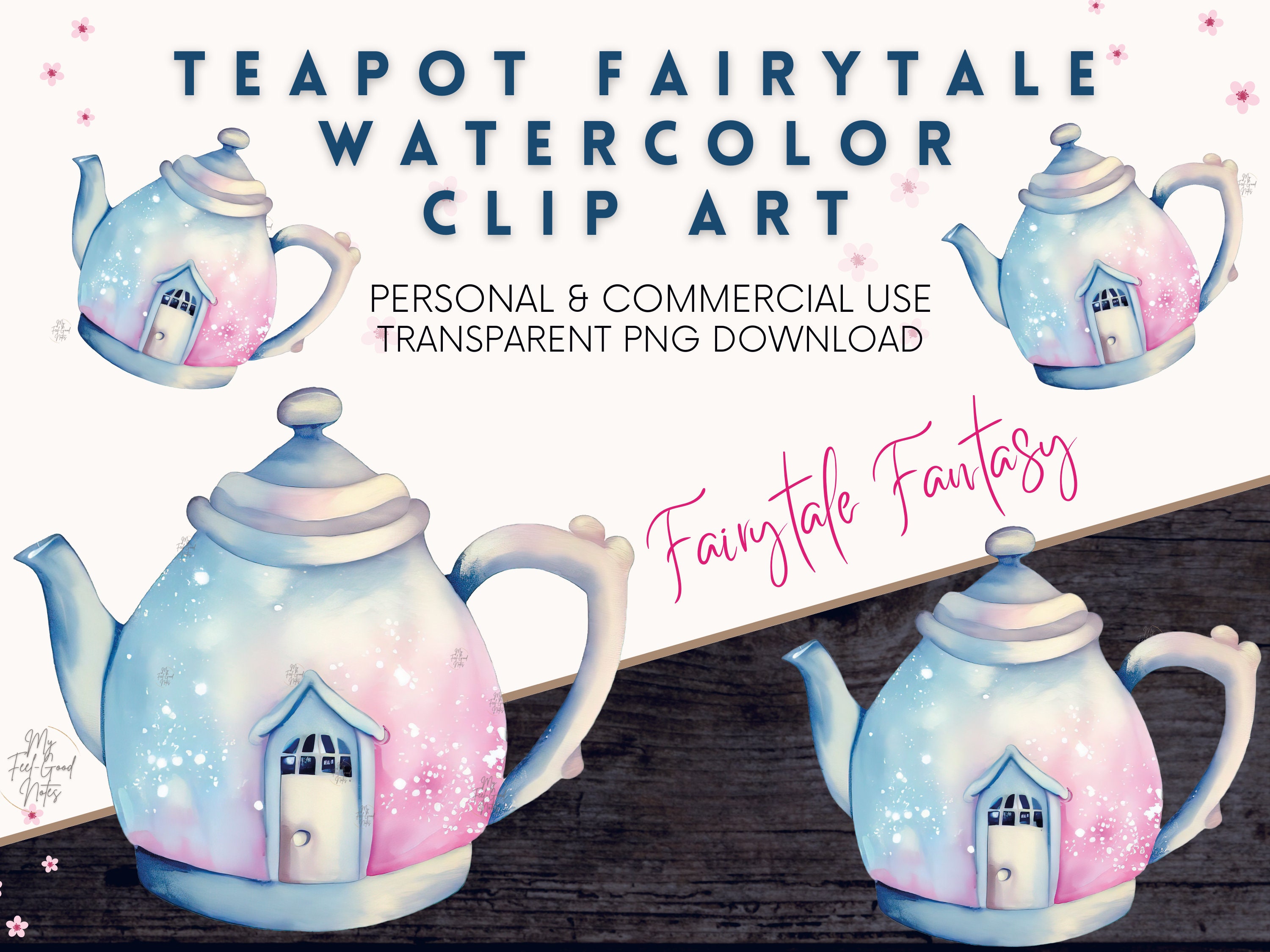 Watercolor PNG Teapot, Tea Time Clipart, Fairytale Fantasy Commercial ...