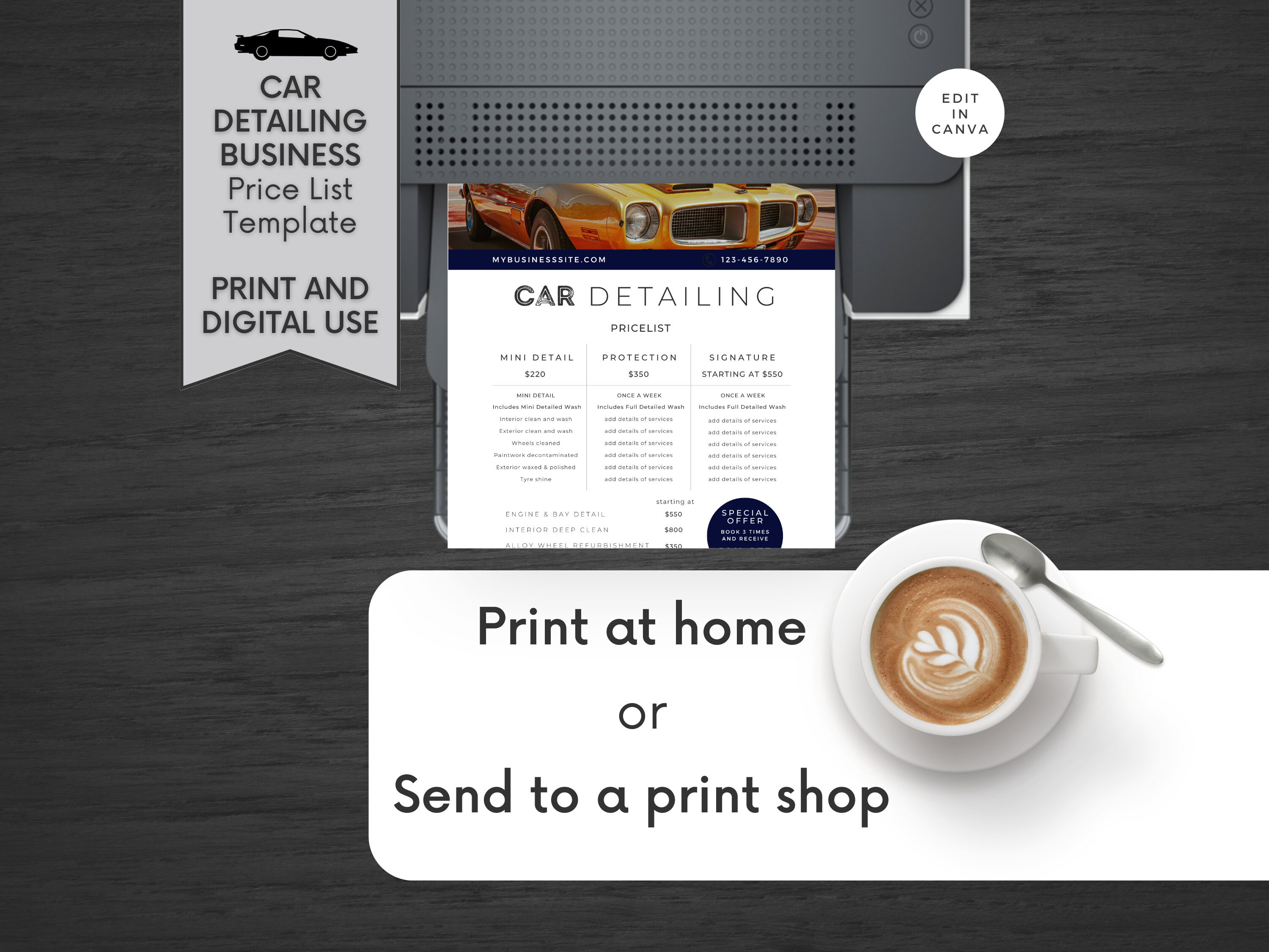 Car Detailing Price List Template Business | Editable Pricing | Canva ...