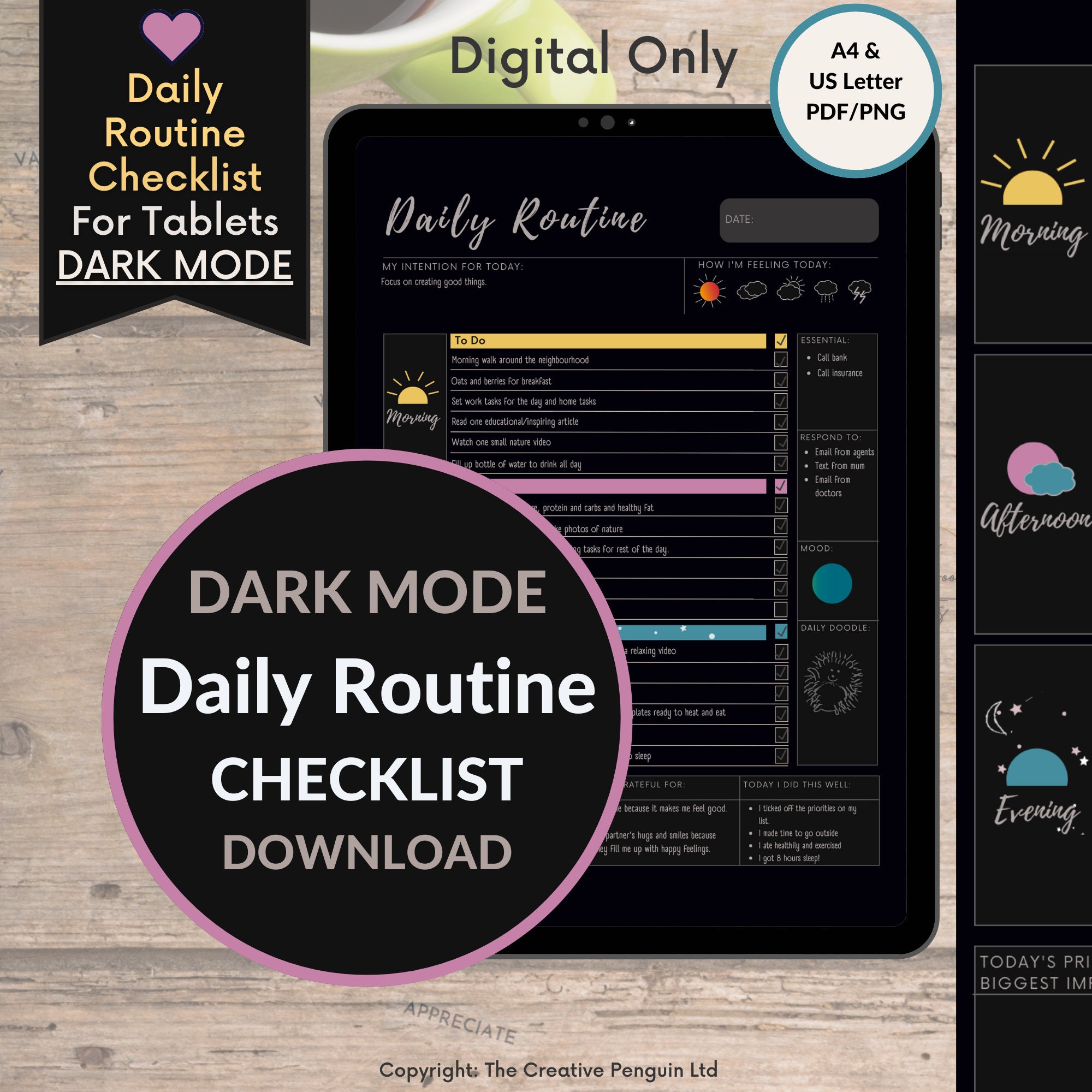 2023 Digital Planner Goodnotes Dark Mode Planner Daily Routine ...